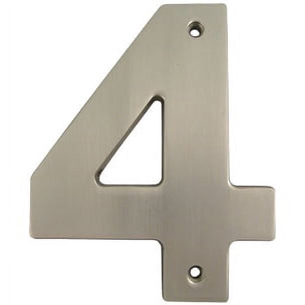 Contemporary House Number, #4, 5 Inches, Satin Nickel by Stone Harbor ...