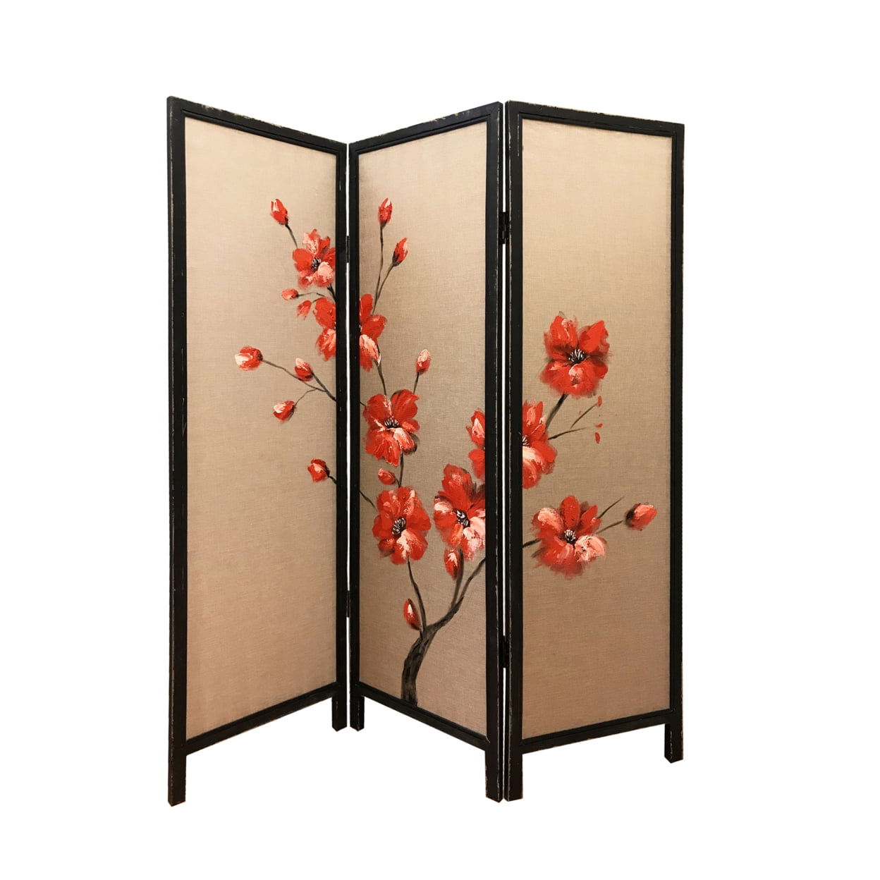Contemporary Indoor 3 Panel Blooming Screen Room Divider - Walmart.com