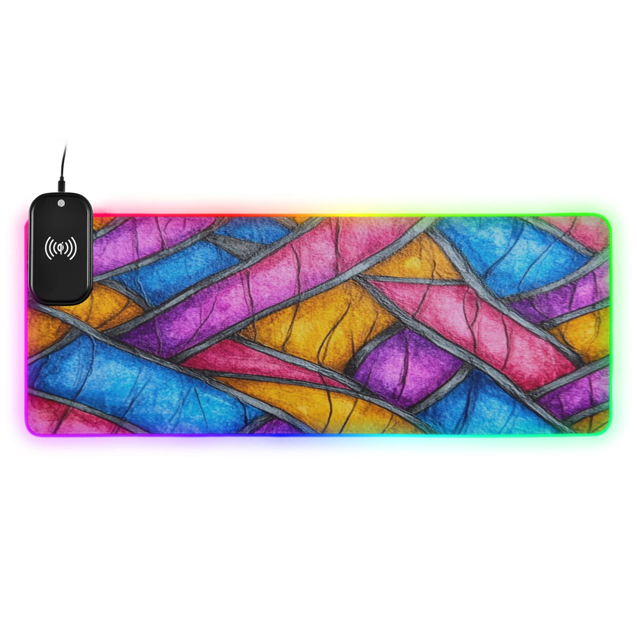 Contemporary Intersecting Grids Large RGB Gaming Mouse Pad with Fast ...