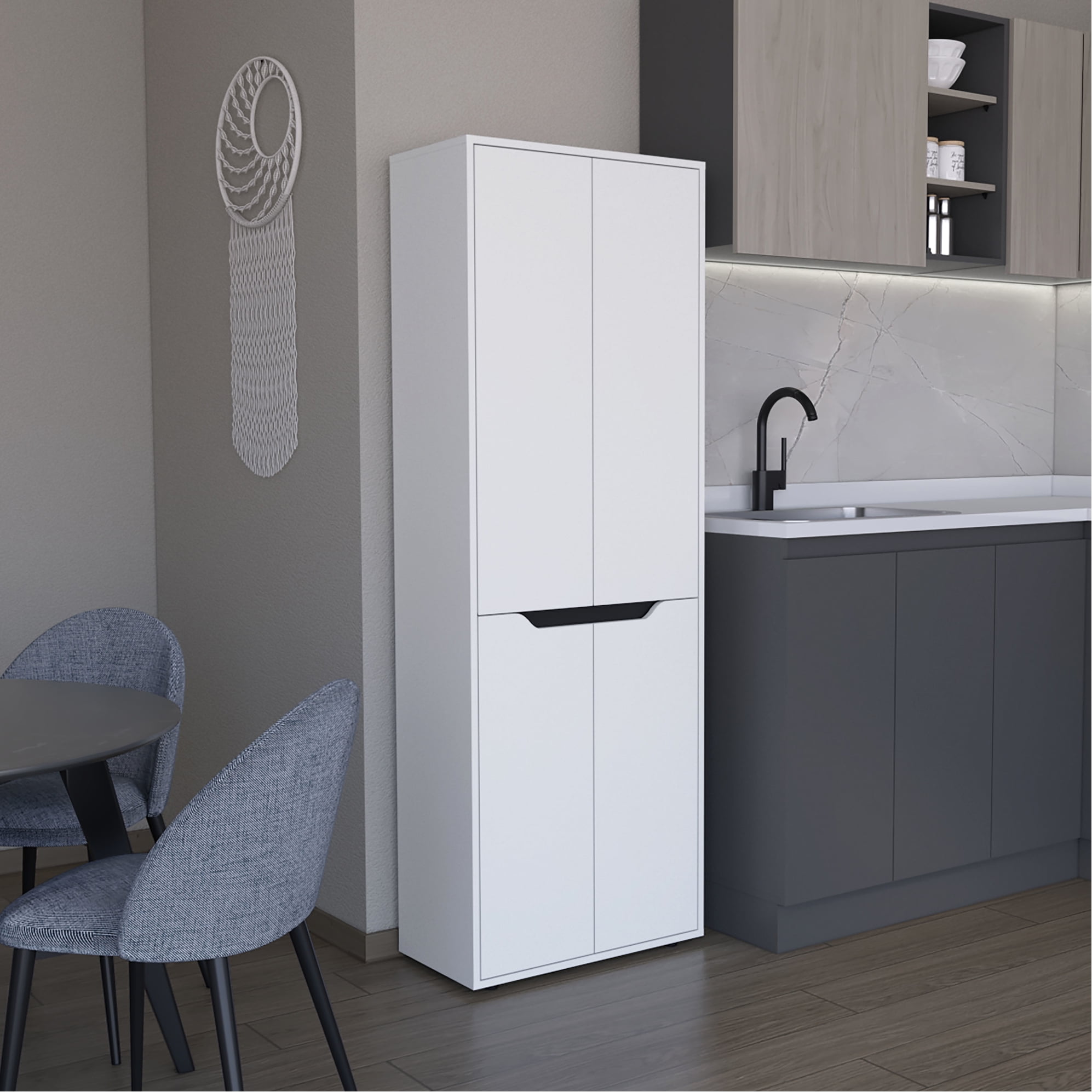 Contemporary Kitchen Cabinet For Storage With 5 Shelves 11.8"w Pantry ...