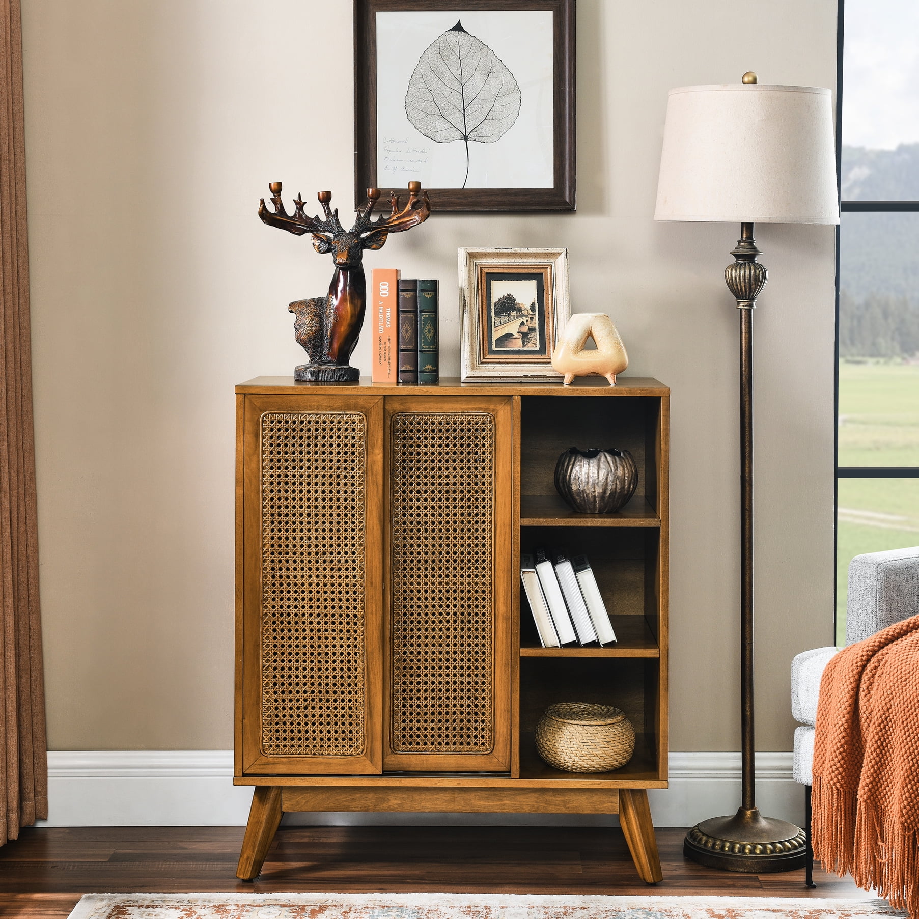 Contemporary Kitchen Cabinet With Adjustable Shelves & Solid Wood Feet - Nuance Living Room ...