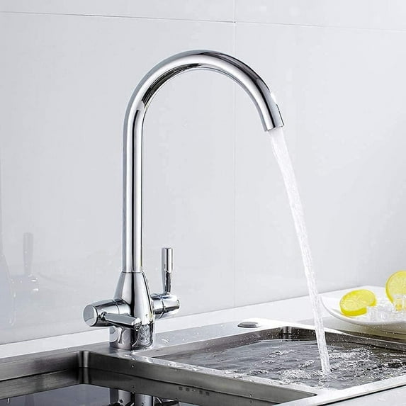 Contemporary Kitchen Faucet Cold and Hot Water Chrome Kitchen Tap 360 ...