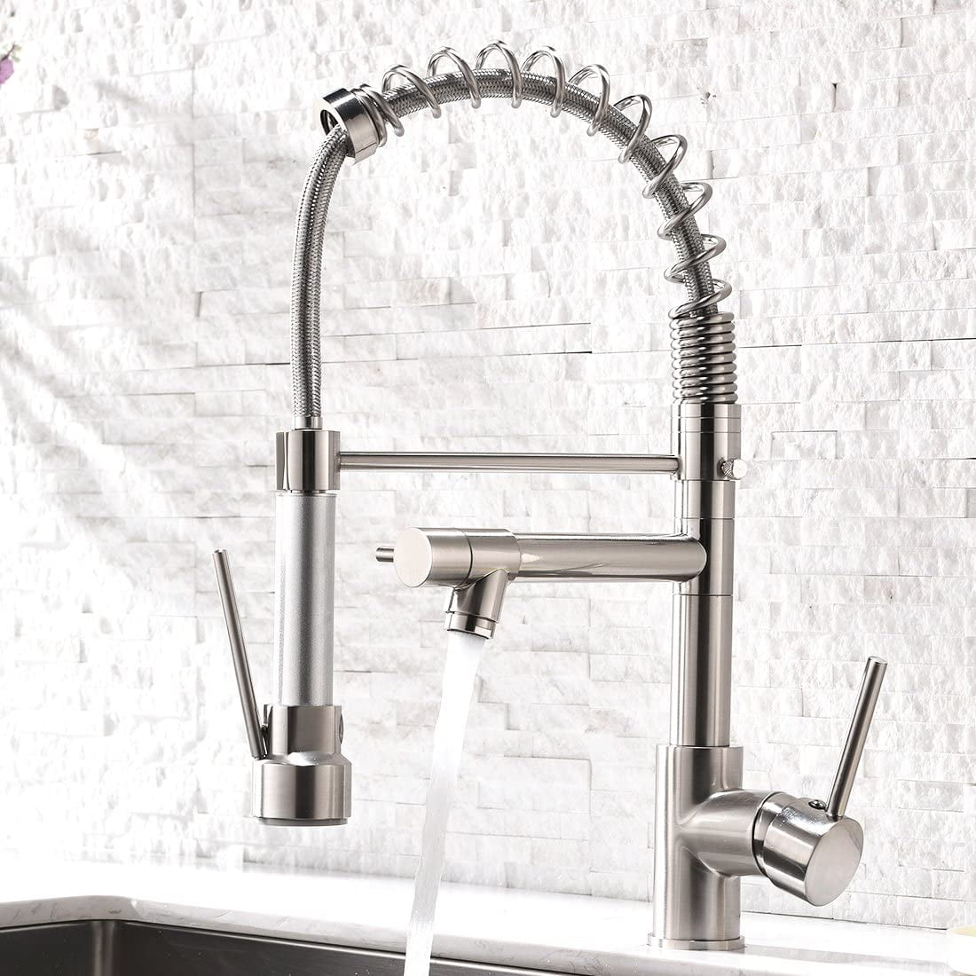 Contemporary Kitchen Sink Faucet,Single Handle Stainless Steel Kitchen ...