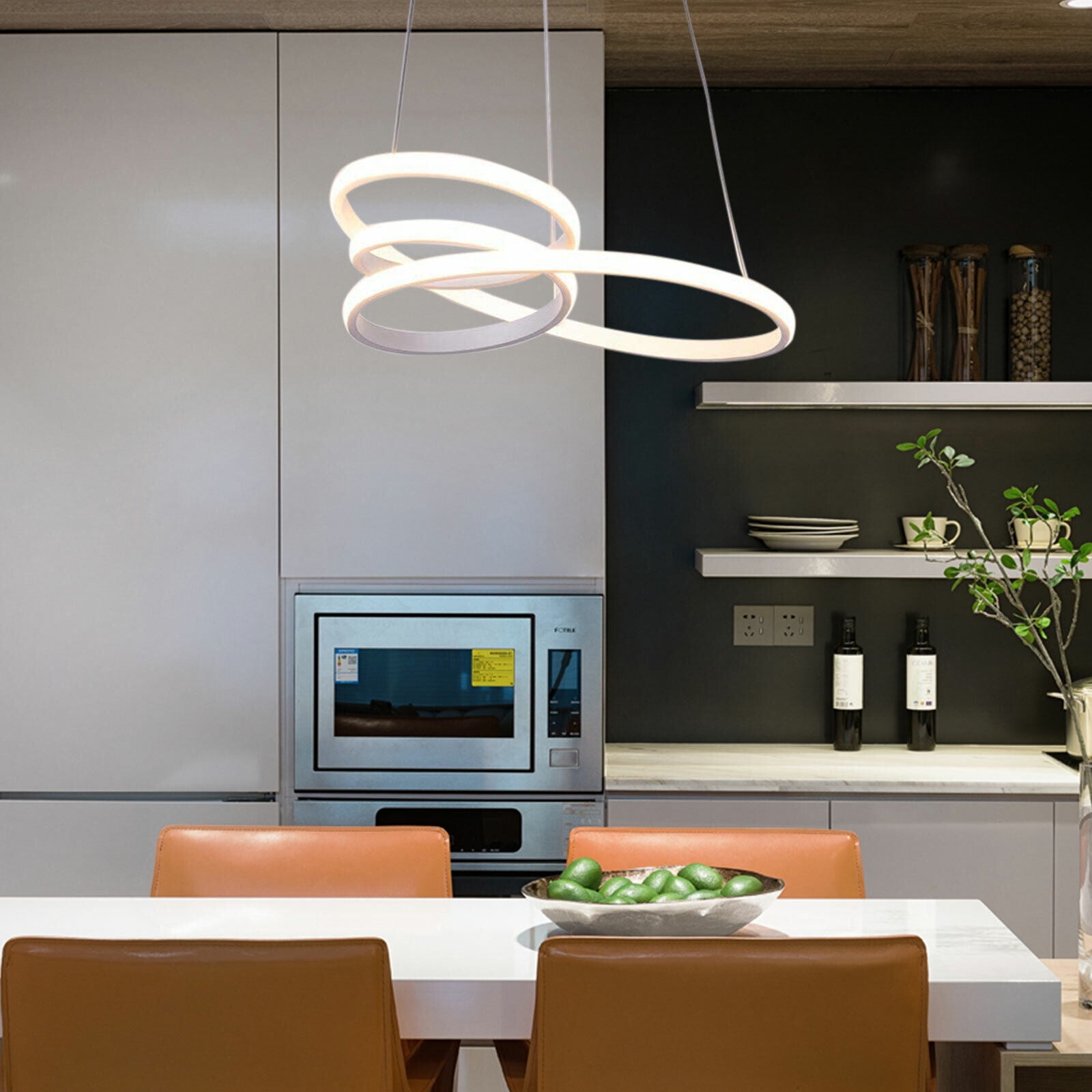 Contemporary LED Chandelier - 27W Integrated Light Fixture, PVC ...