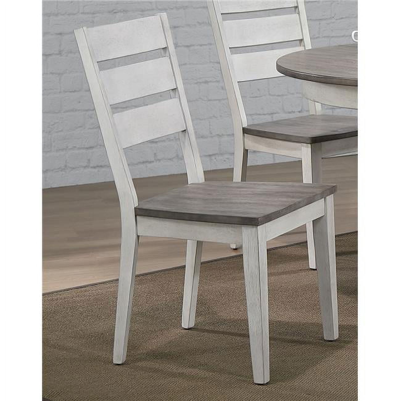 Contemporary Ladder Back Dining Side Chair, Ash & Stormy White - Set of ...