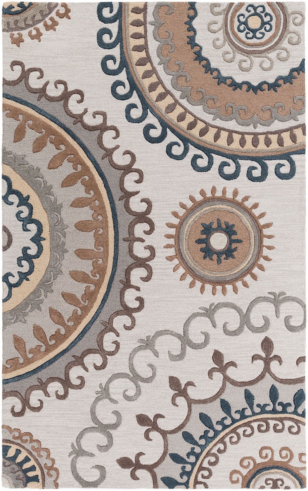 Contemporary Lansing Collection Area Rug in Creme Color and Rectangle ...