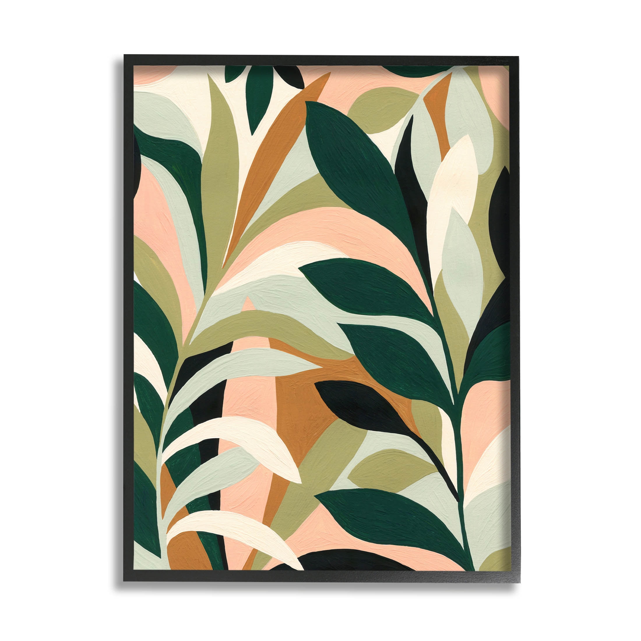 Contemporary Layered Leaves Botanical & Floral Graphic Art Black Framed ...