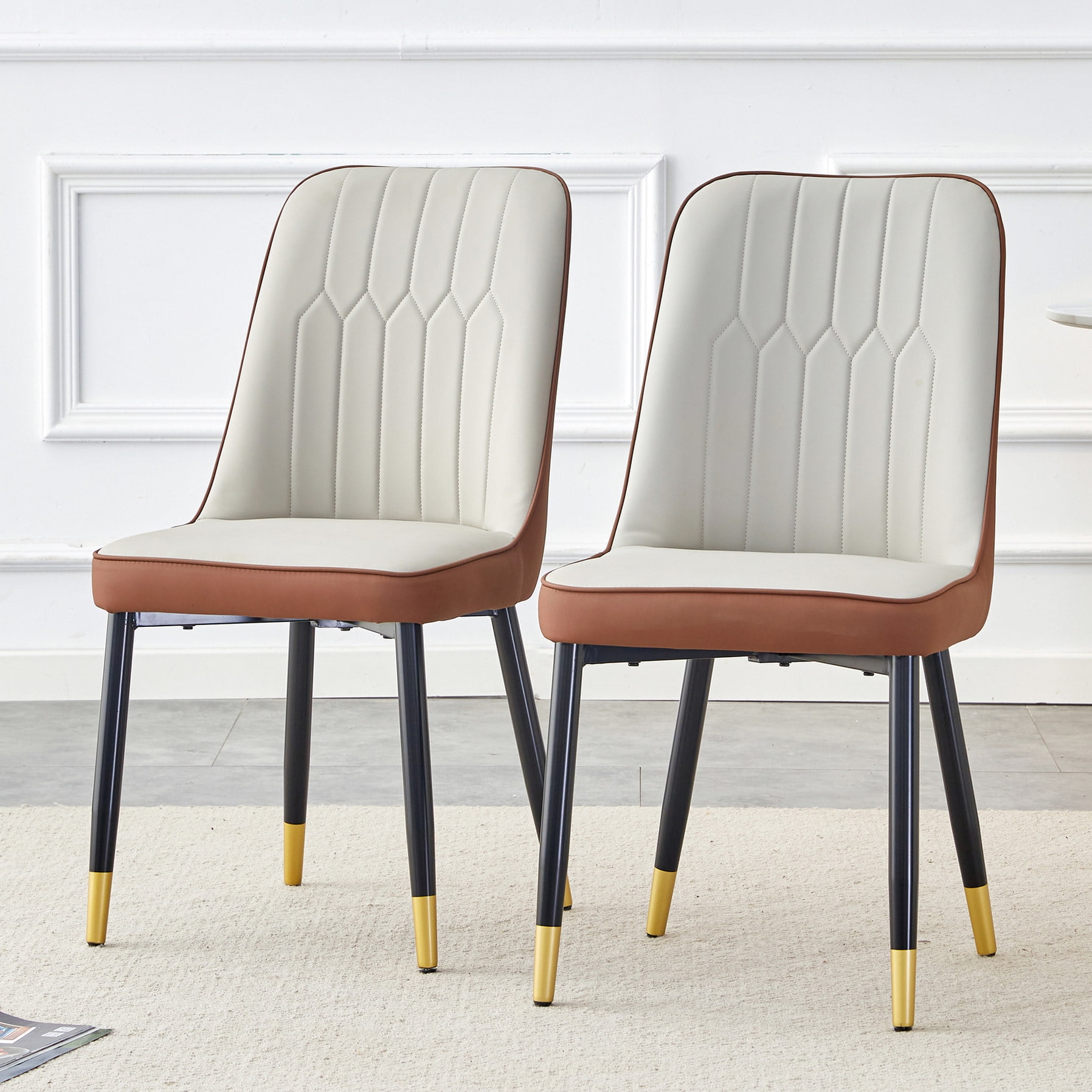 Contemporary Light Gray and Brown Chairs | Soft Sponge - Filled PU ...