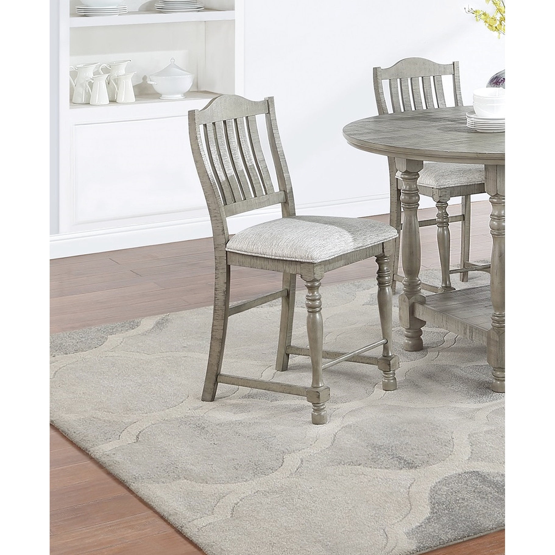 Contemporary Light Grey Rubberwood Slat Back Chairs - Supportive ...