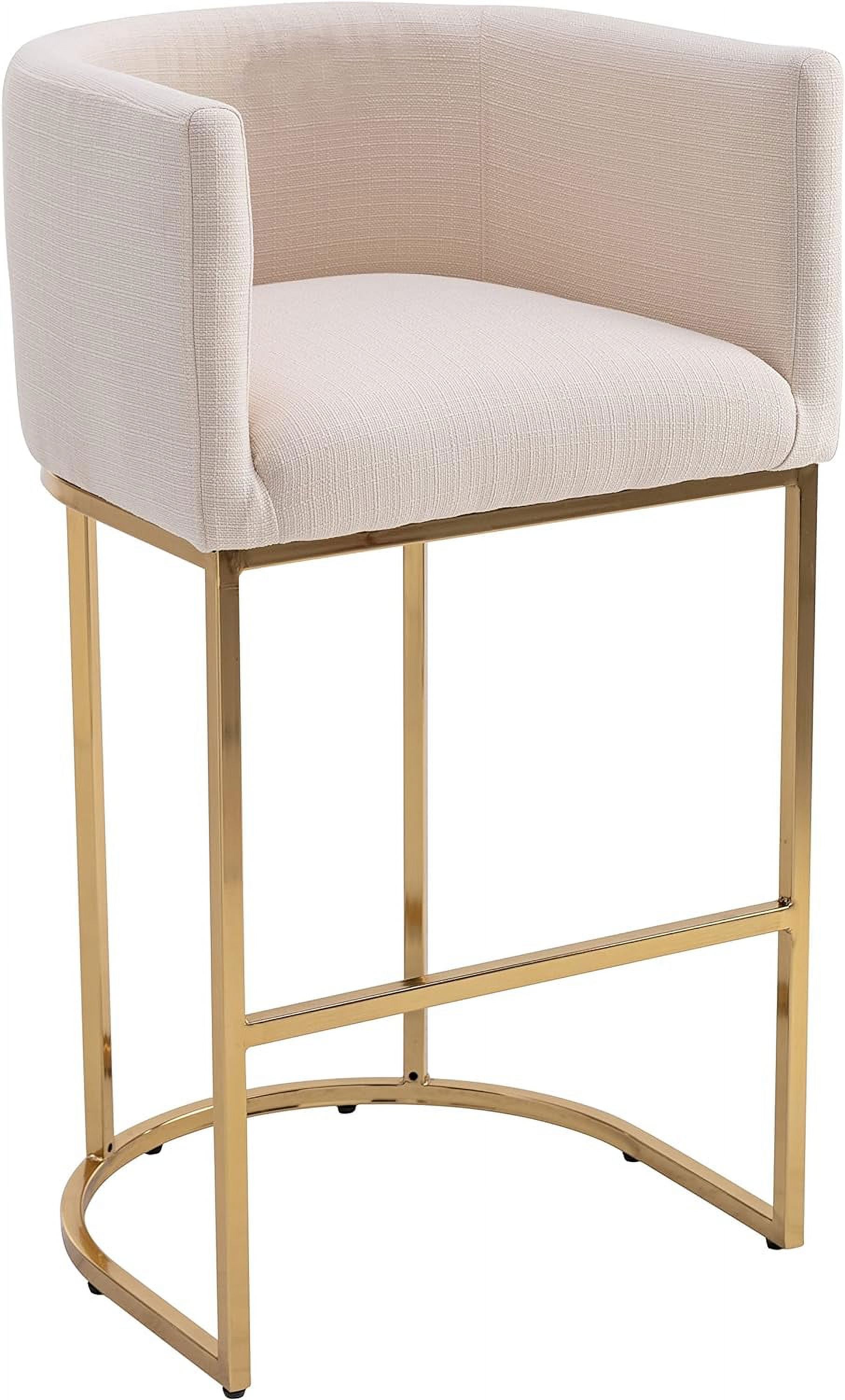 Contemporary Linen Bar Stool, Upholstered Fabric Counter Height ...