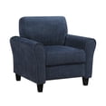 Contemporary Living Room Arm Chair Plush Foam Padded Blue Chenille ...
