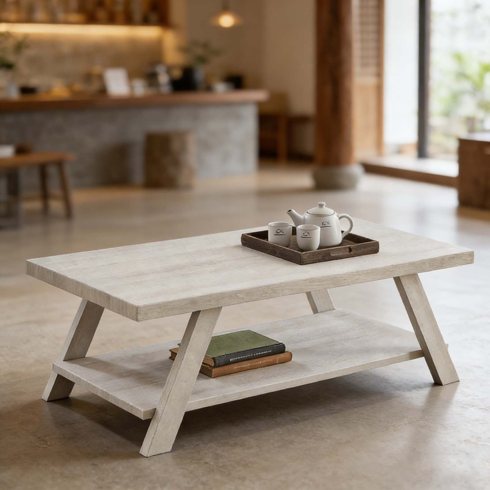 Contemporary Living Room Center Table Open Storage Coffee Table for ...