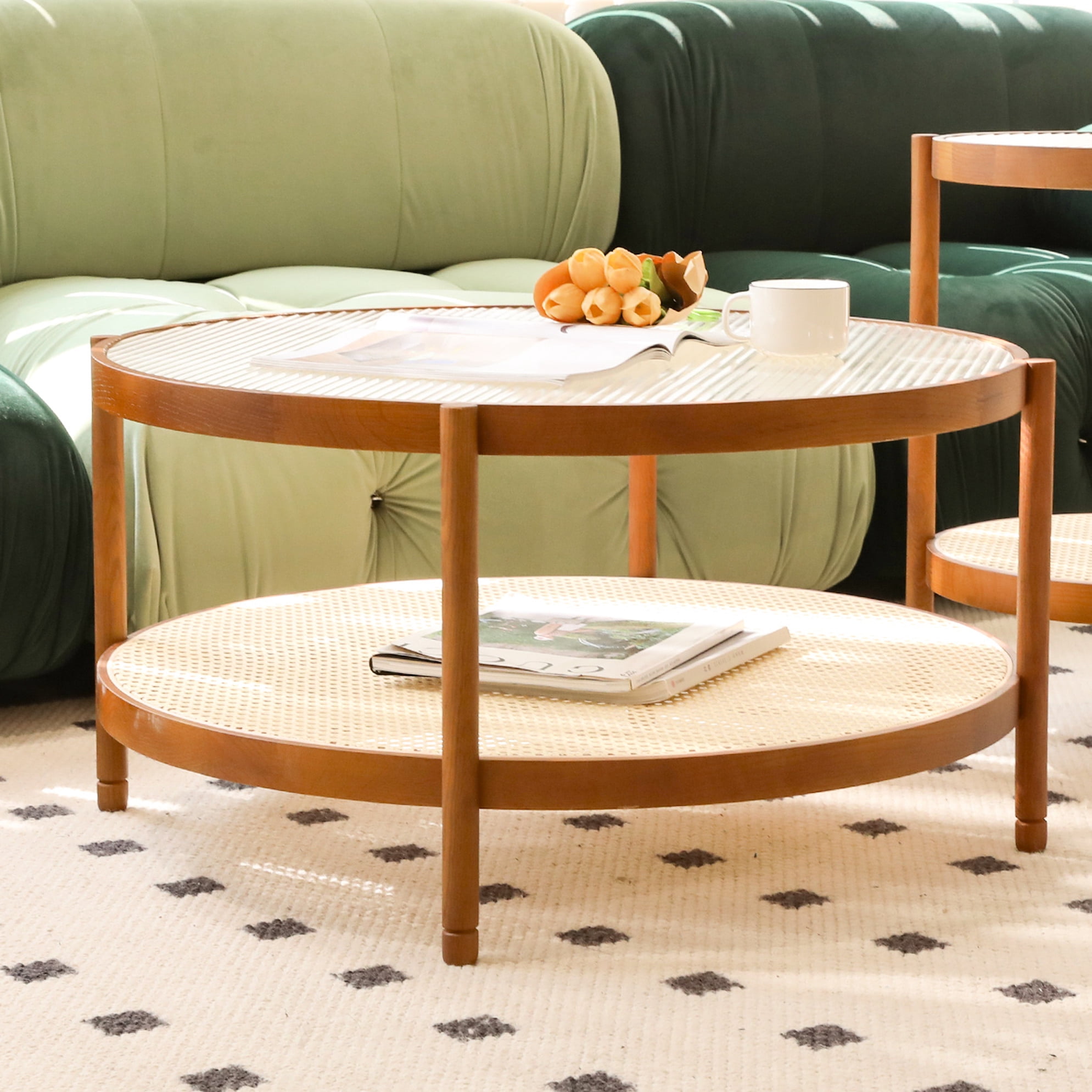 Contemporary Living Room Standing Table - Solid Wood, Brown, 32.64in X ...