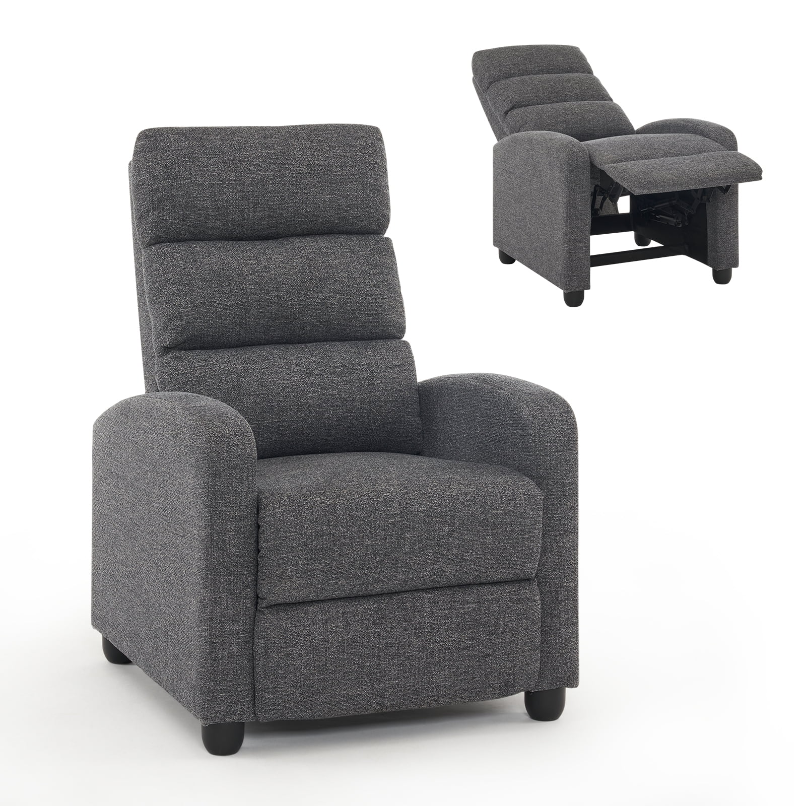 Contemporary Manual Recliner Chair, Push Back Theater Recliner Chair ...