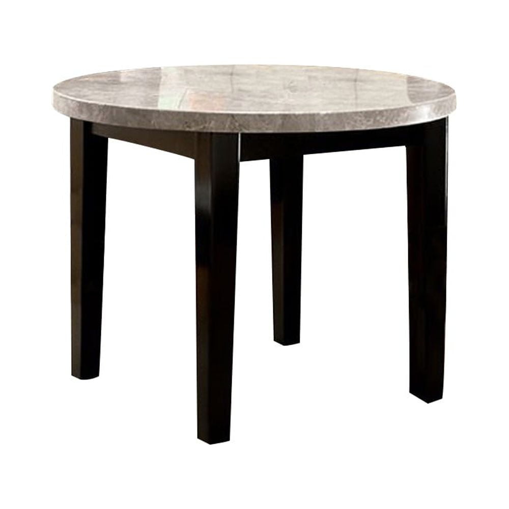 Contemporary Marble Top Round Dining Table, Espresso Brown - Walmart.com