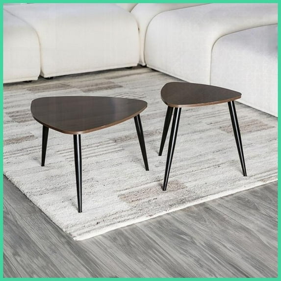 Contemporary Metal & Solid Wood Coffee Table Set: Space-Saving Nesting ...