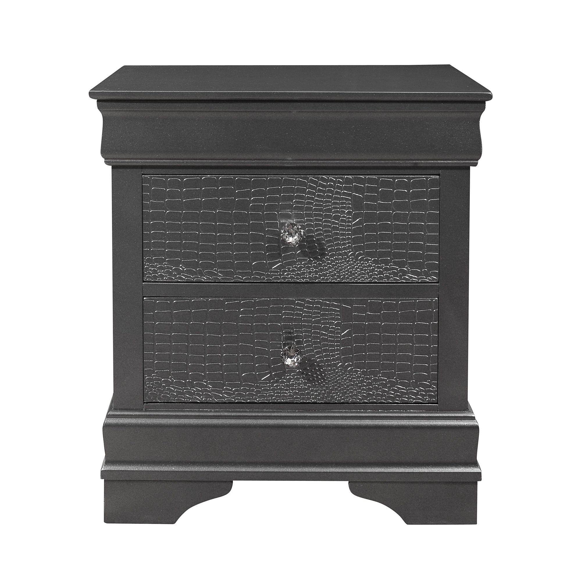 Contemporary Metallic Grey Nightstand With Textured Drawer Exteriors ...