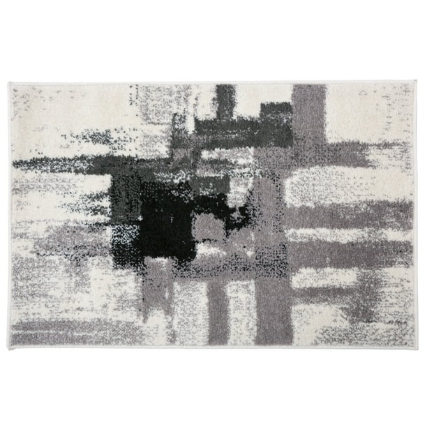 Contemporary Modern Abstract Rug 2' x 3' Black - Walmart.com
