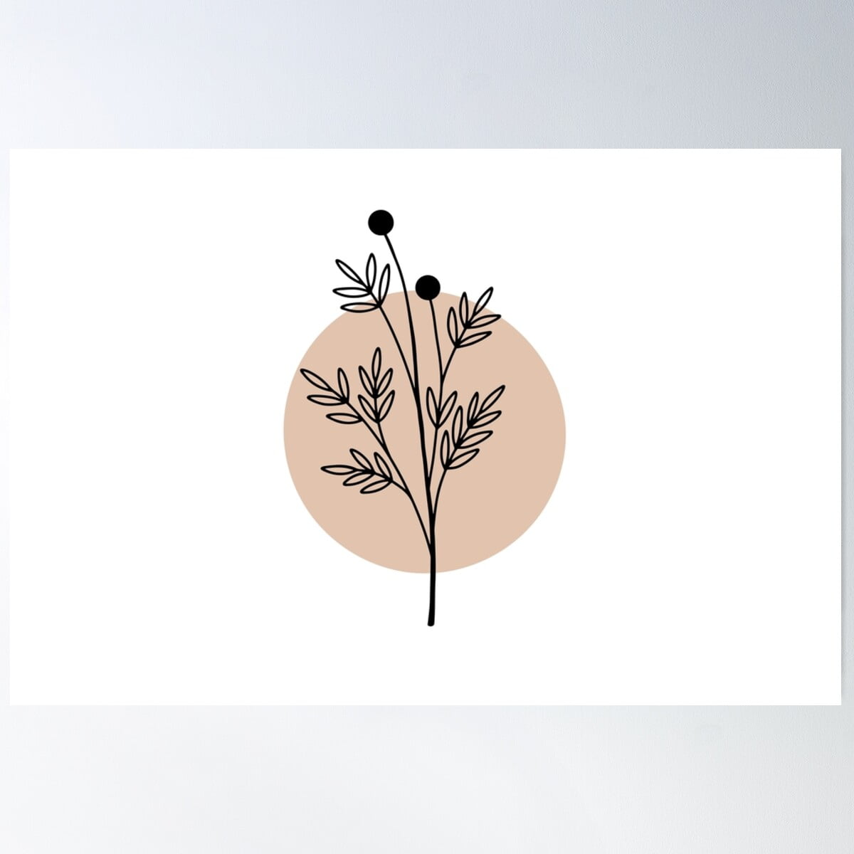Contemporary Modern Botanical Flower Pod Minimal Line Art - Earth Tone ...