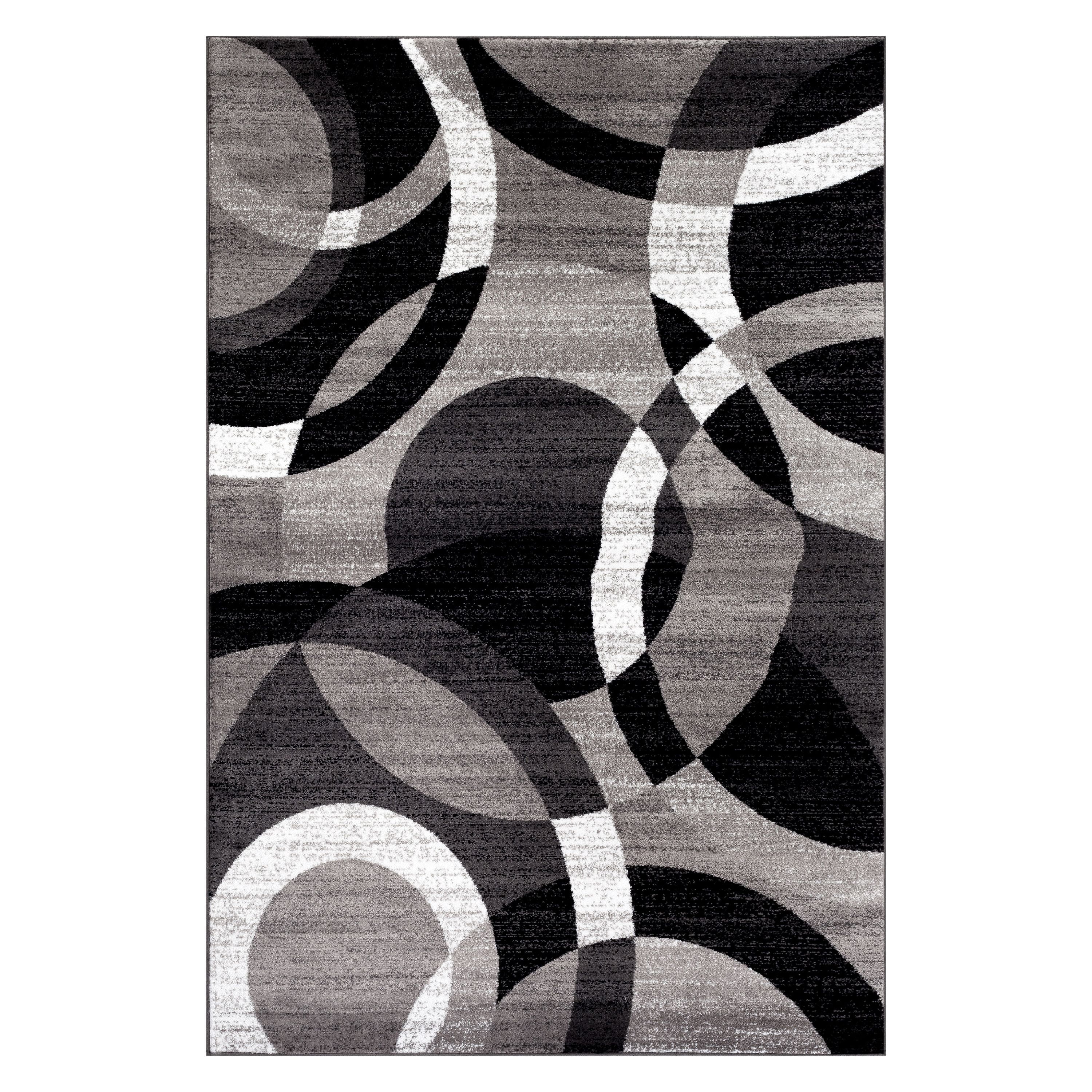 World Rug Gallery Geometric Circles Area Rug Gray 6'6" x 9' 6' x 9', 7 ...