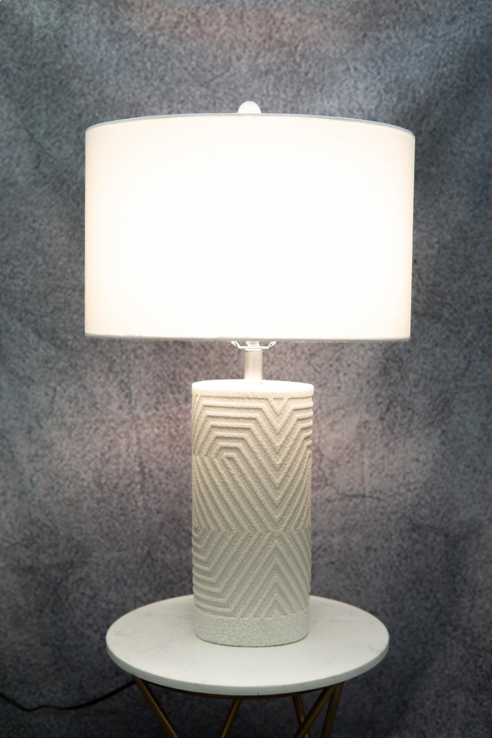Contemporary Modern Elegant Linear Pattern Polystone Table Lamp With ...