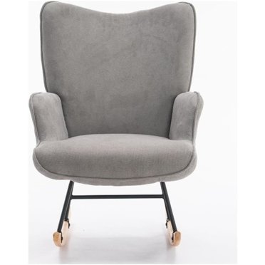 MoDRN Glam Velvet Rocking Chair with Lumbar Pillow, Off-White/Satin ...