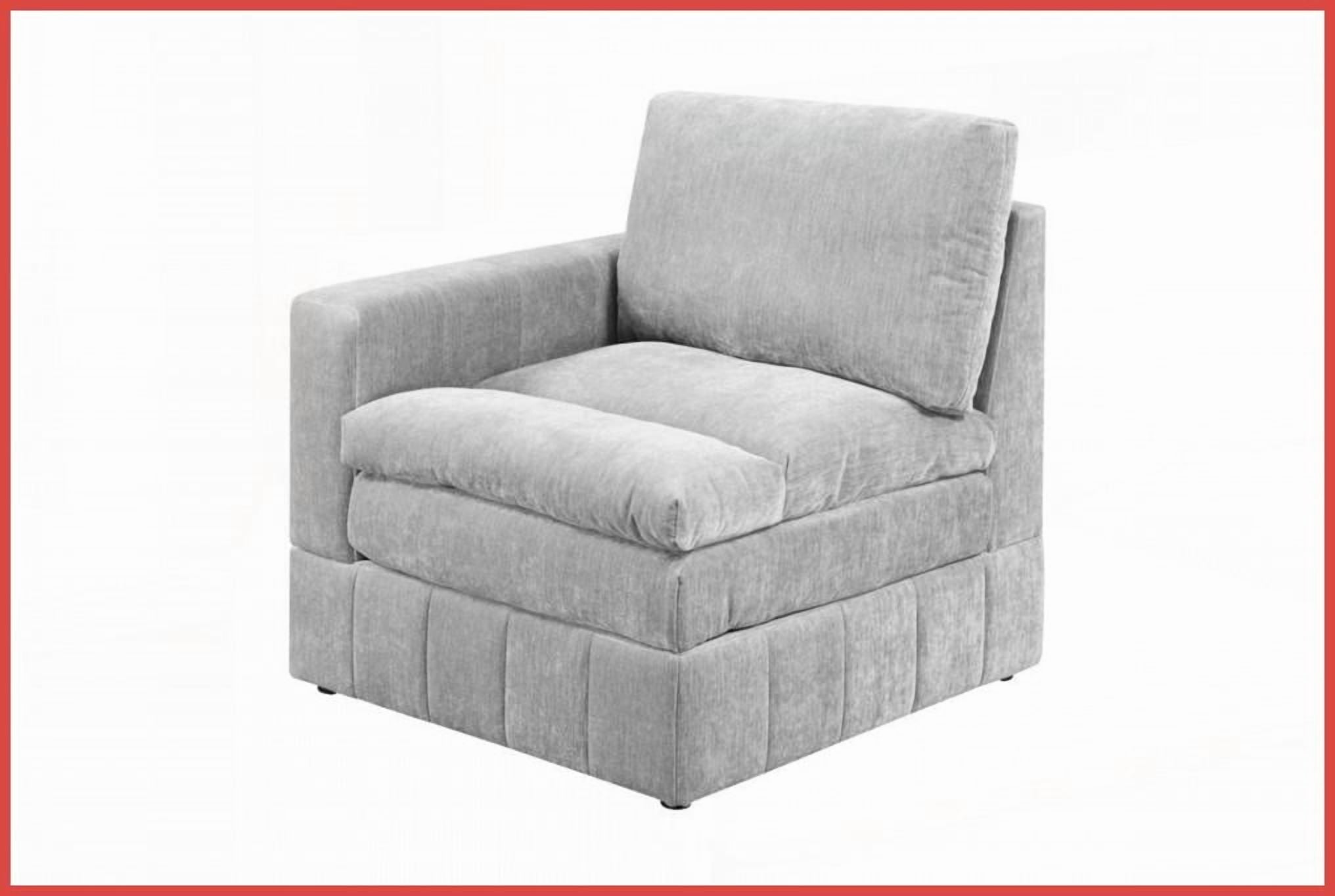 Contemporary Modular One-Arm Chair - Granite Morgan Suede-Like Fabric ...
