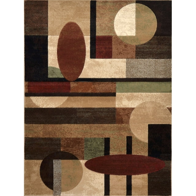 Contemporary Multi Circles Area Rug 5x7 Abstract Modern Stripes-Actual ...