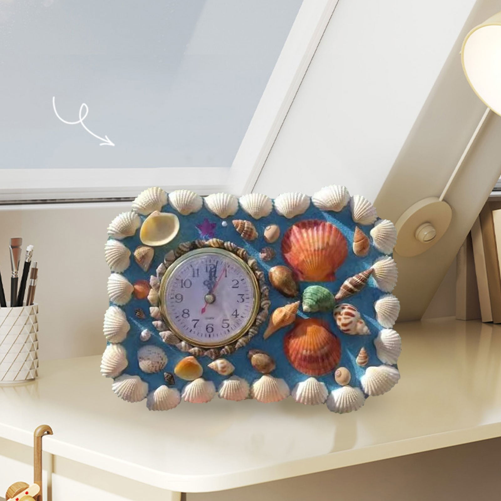 Contemporary Natural Conch Clock Photo Frame Ornaments,Handmade Crafts ...