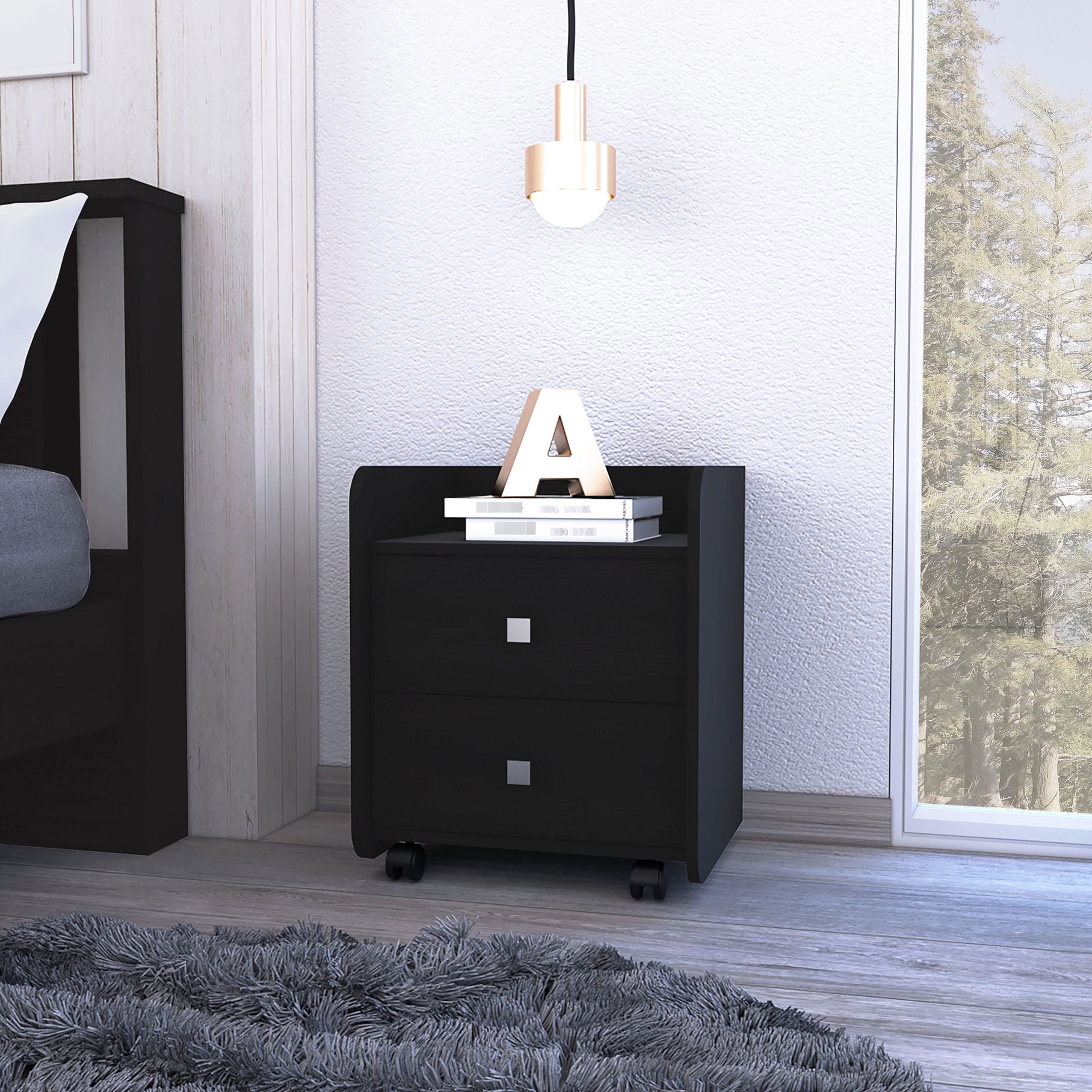 Contemporary Nightstand with Two Storage Drawers | Great for Bedroom ...