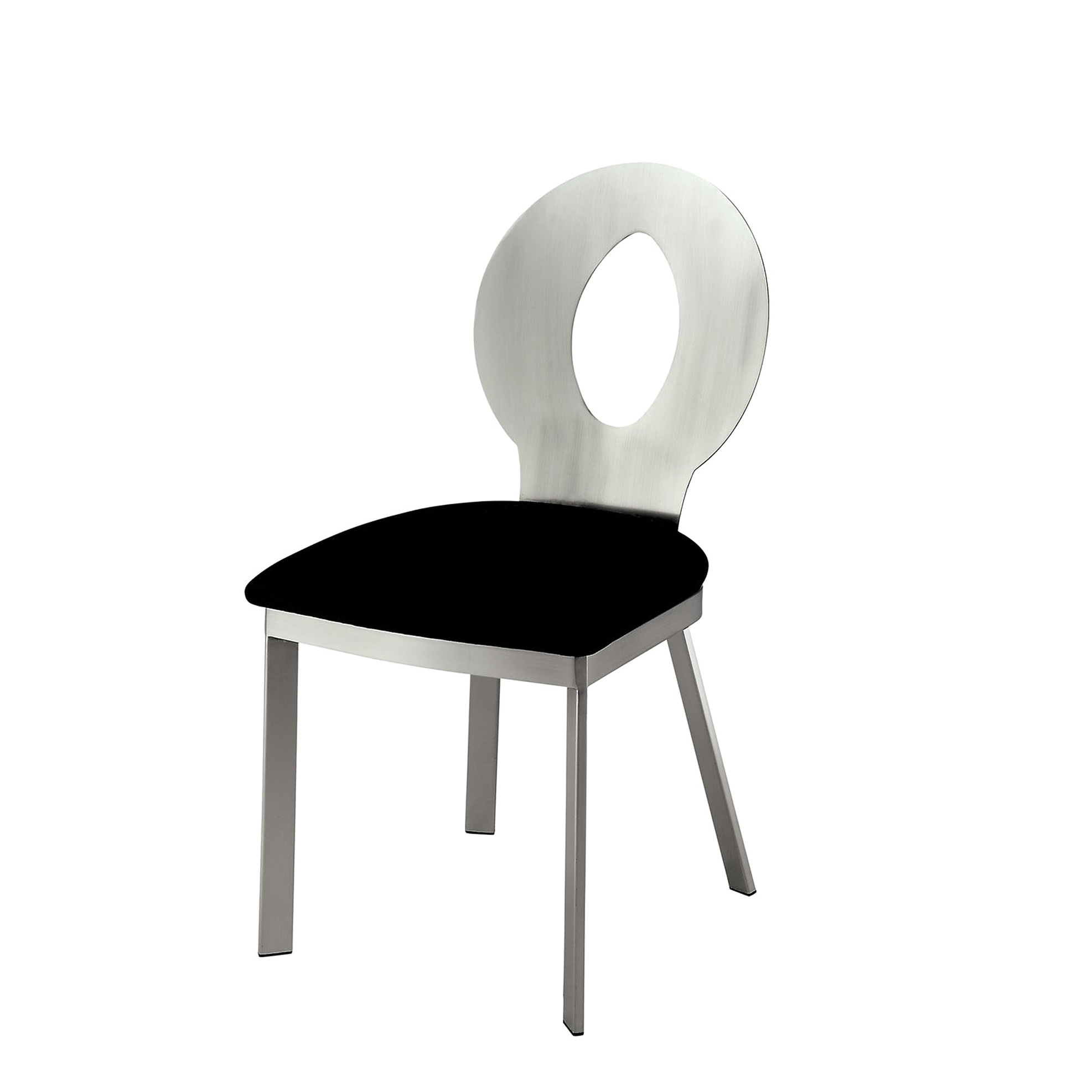 Contemporary Oval Back Dining Chairs, Metal Frame, Black Microfiber ...
