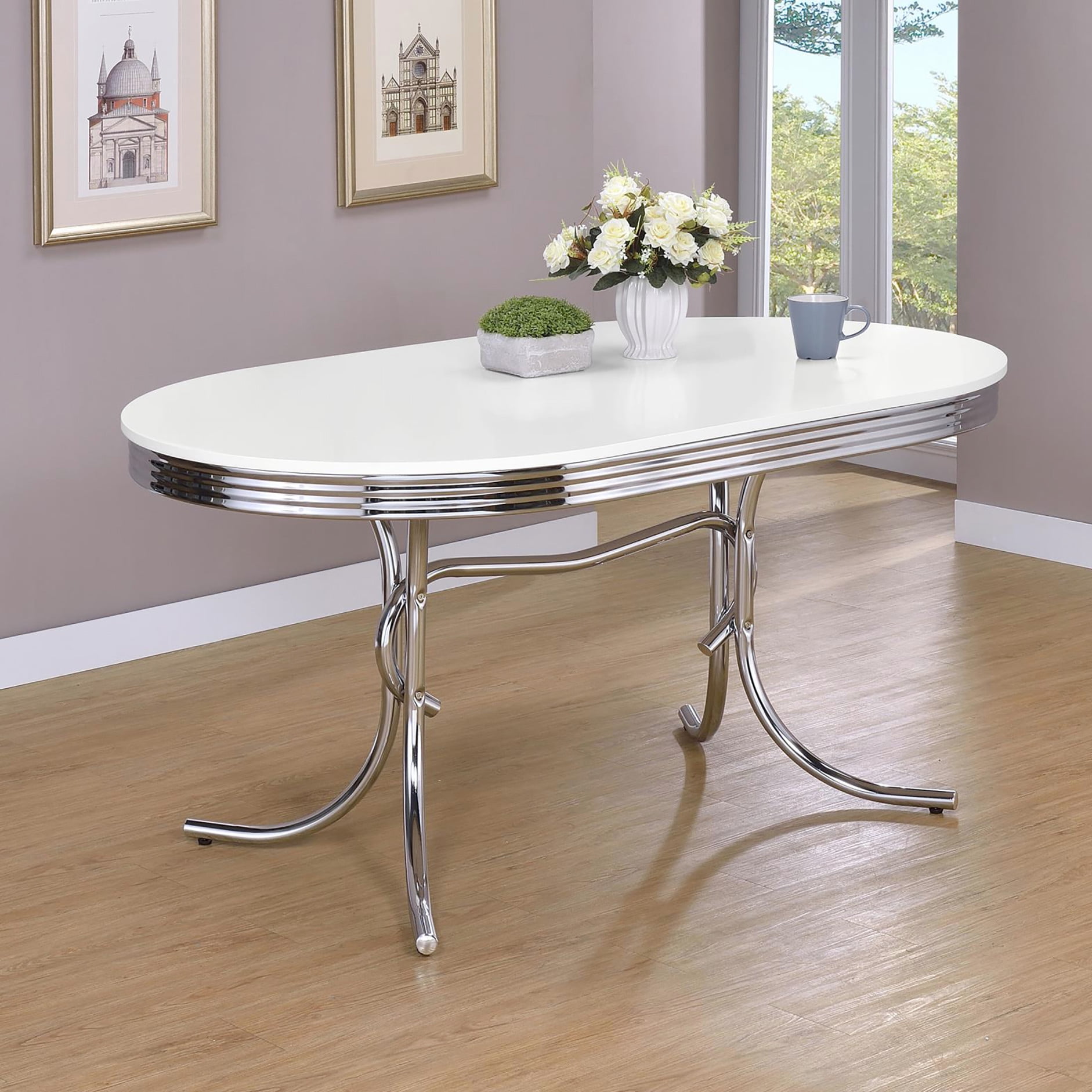 Contemporary Oval Dining Table With Trim - Stylish Detail Addition ...