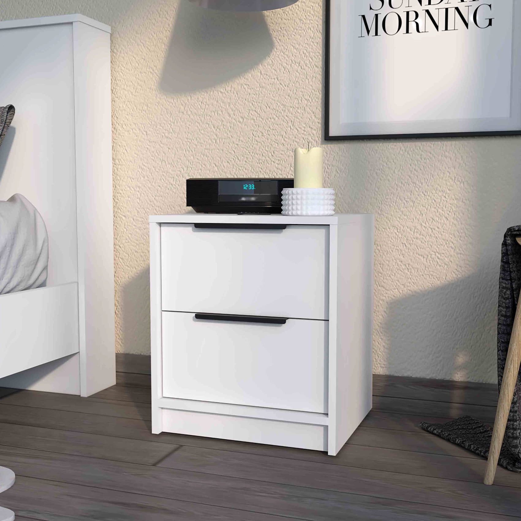 Contemporary Pine Nightstand | Extra Storage for Bedroom | Particle ...