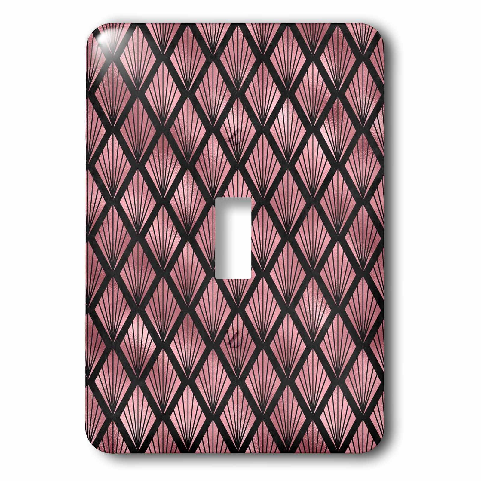Contemporary Pink and Black Art Deco Diamond Pattern single toggle ...