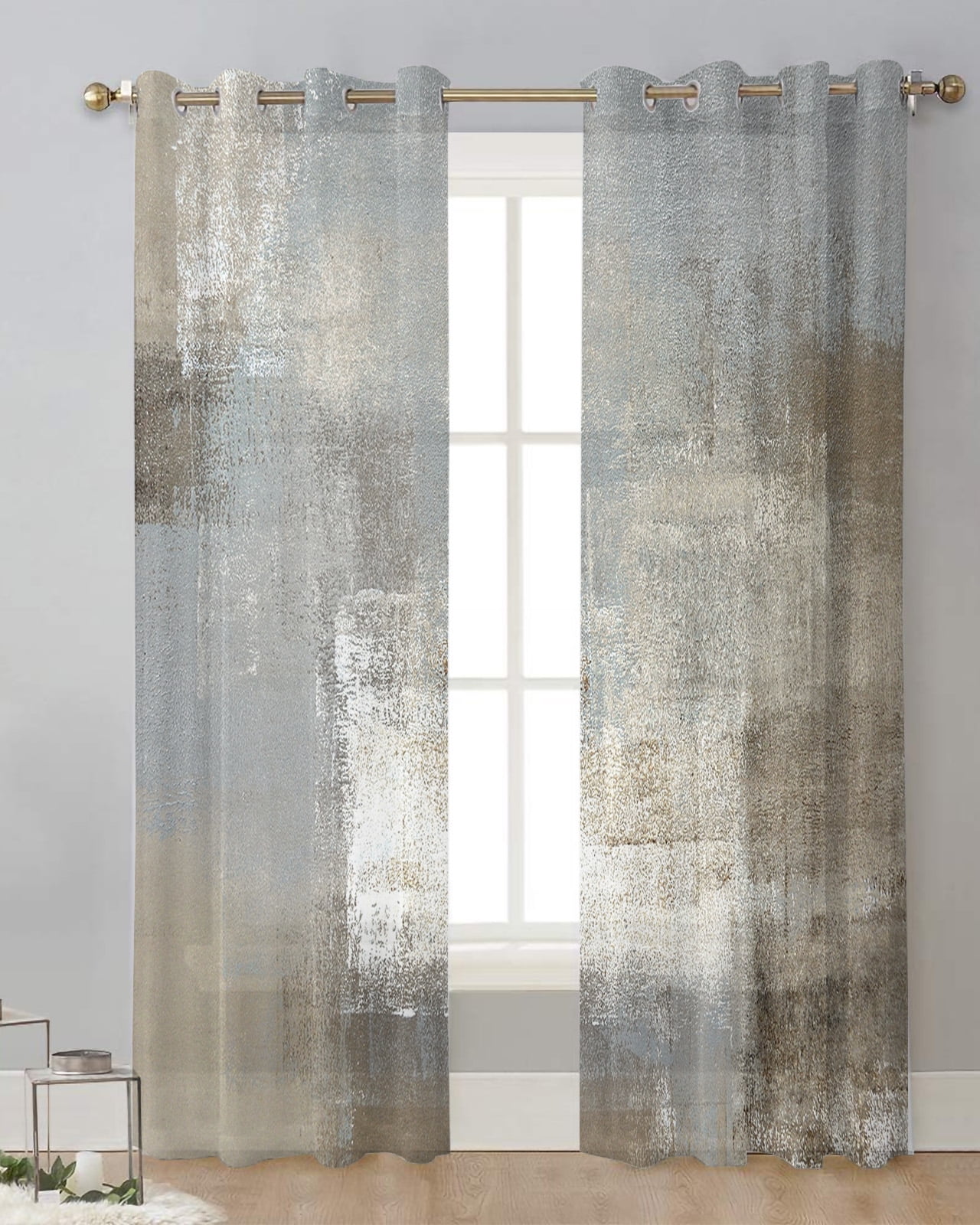 Contemporary Pop Abstract Retro Green Tulle Curtains for Living Room ...