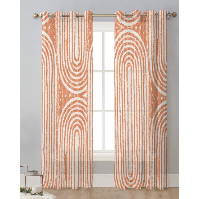 Contemporary Pop Abstract Retro Green Tulle Curtains for Living Room ...