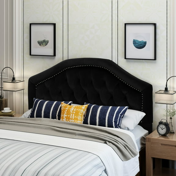 Chic Home Leda Headboard Velvet Upholstered Button Tufted Double Row ...