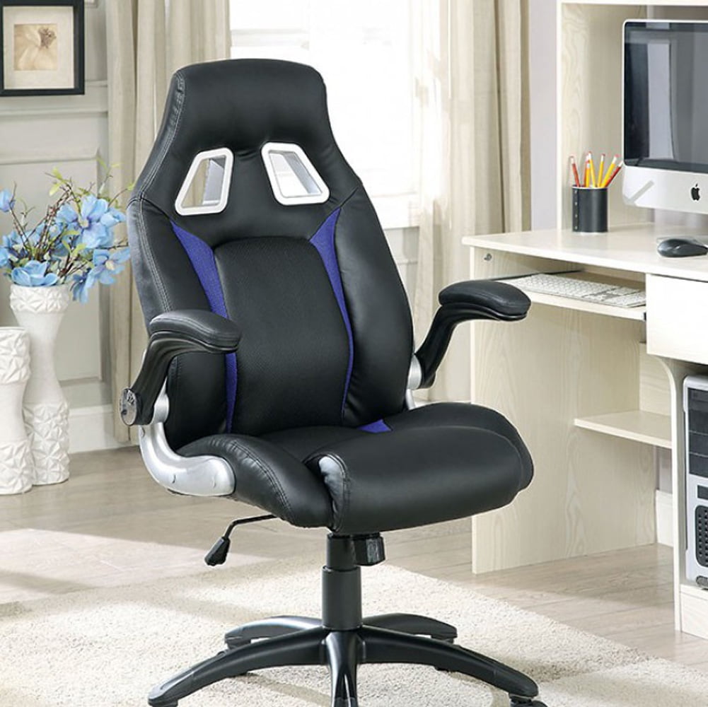 Benzara Argon Contemporary Racing Car Office Chair-Color:Black/Silver ...