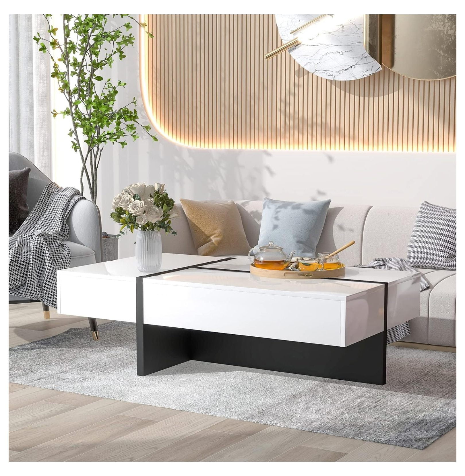 Contemporary Rectangle Design Living Room Furniture, Modern High Gloss ...