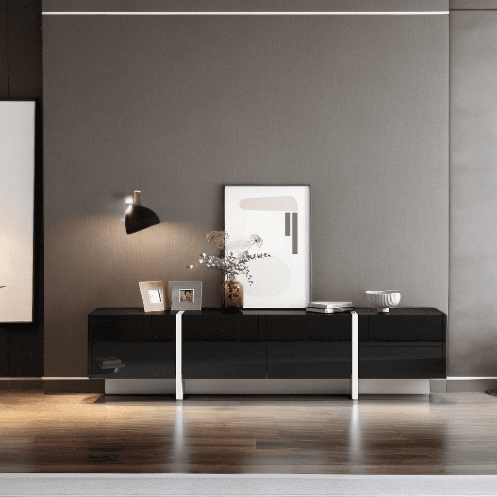 Contemporary Rectangle Design TV Stand, Unique Style TV Console Table ...