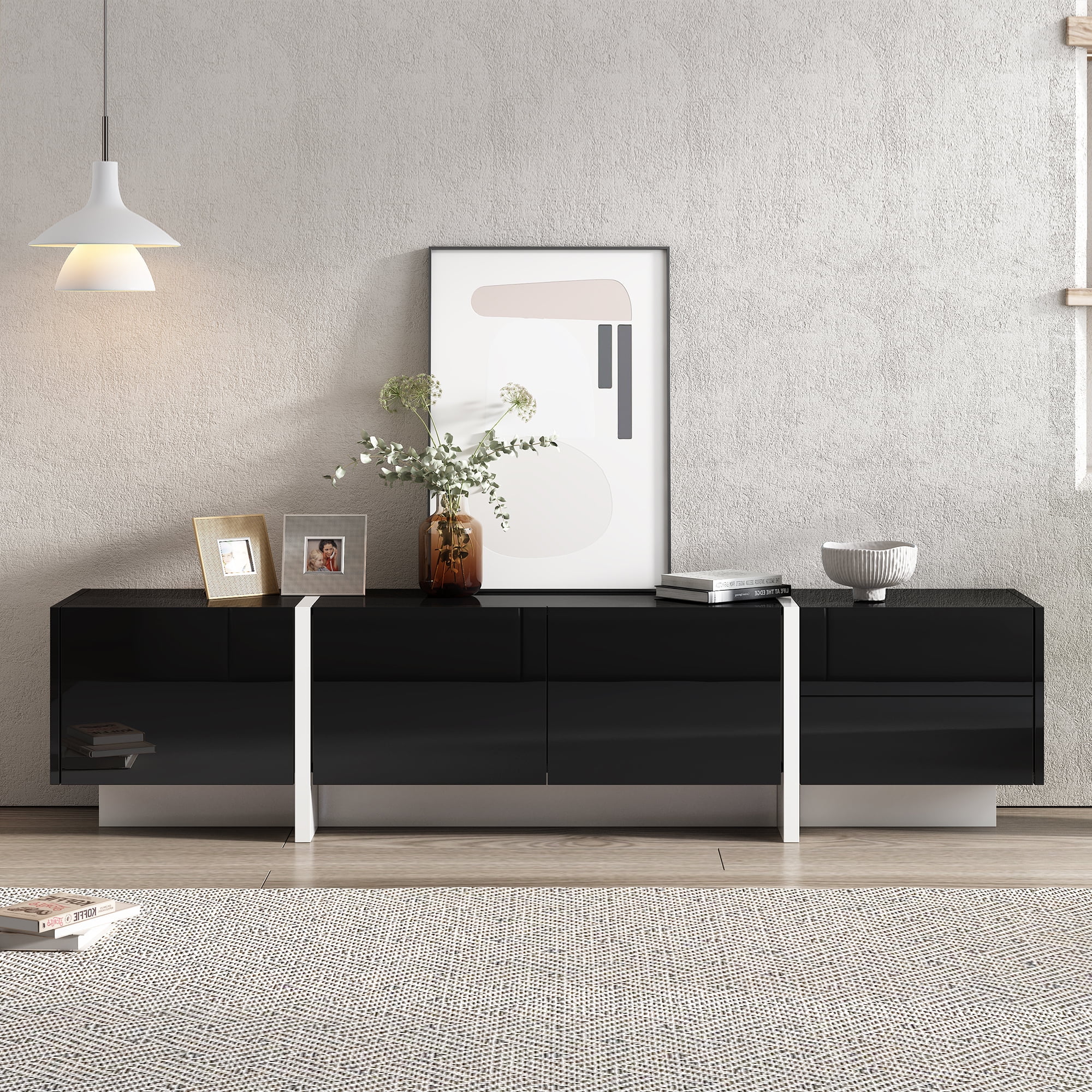 Contemporary Rectangle Design TV Stand, Unique Style TV Console Table ...