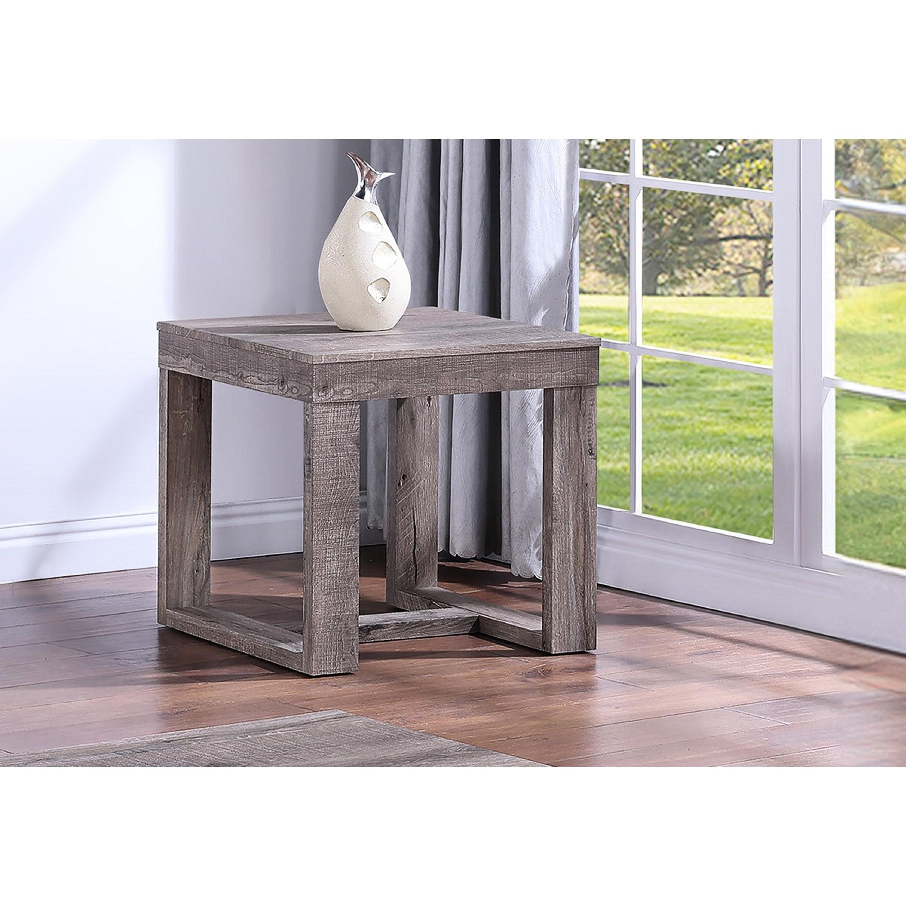 Contemporary Rectangular End Table+Brown Gray Tan Finish”-“Living Room ...