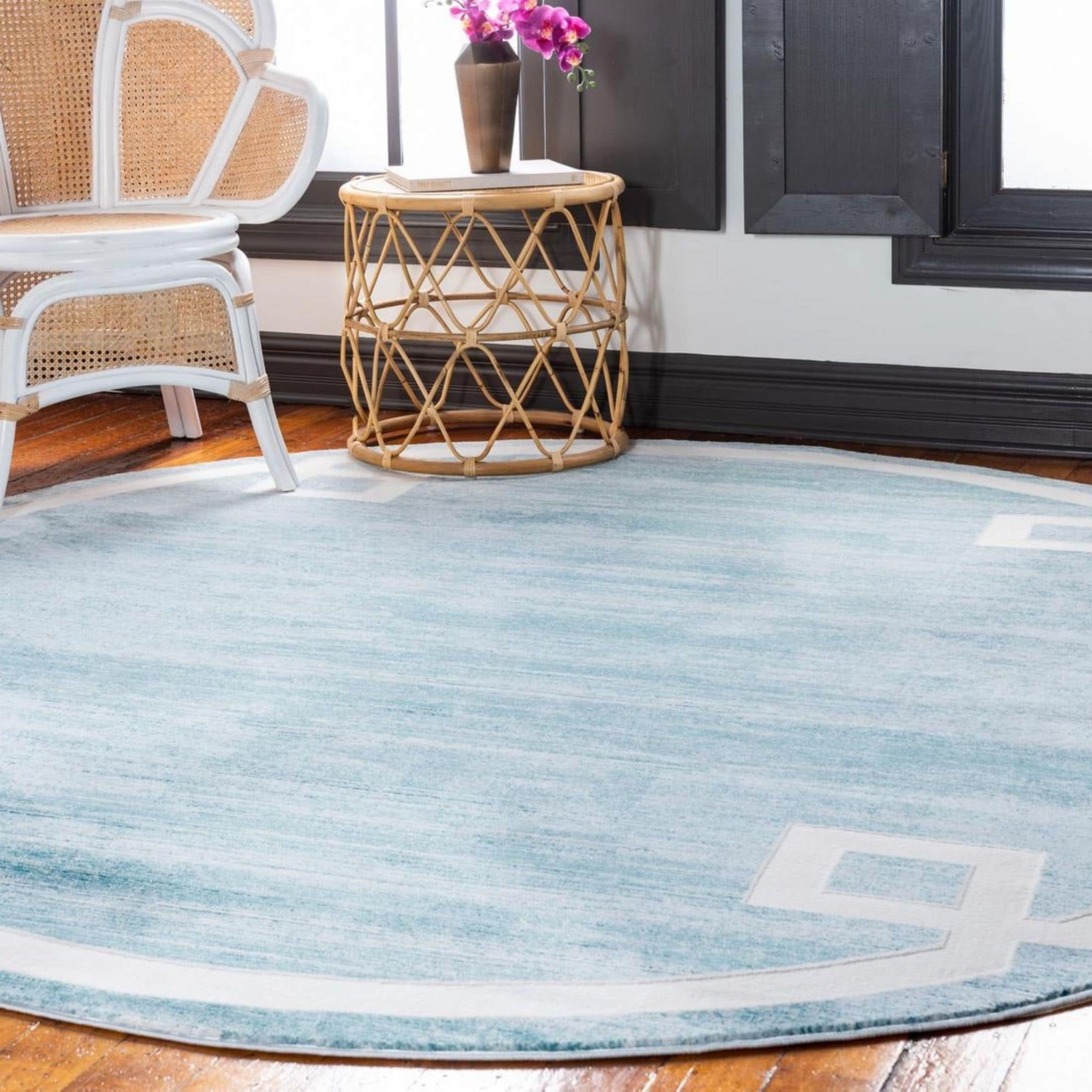 Contemporary Richye Collection Area Rug Turquoise - 5'3" Round - Walmart.com