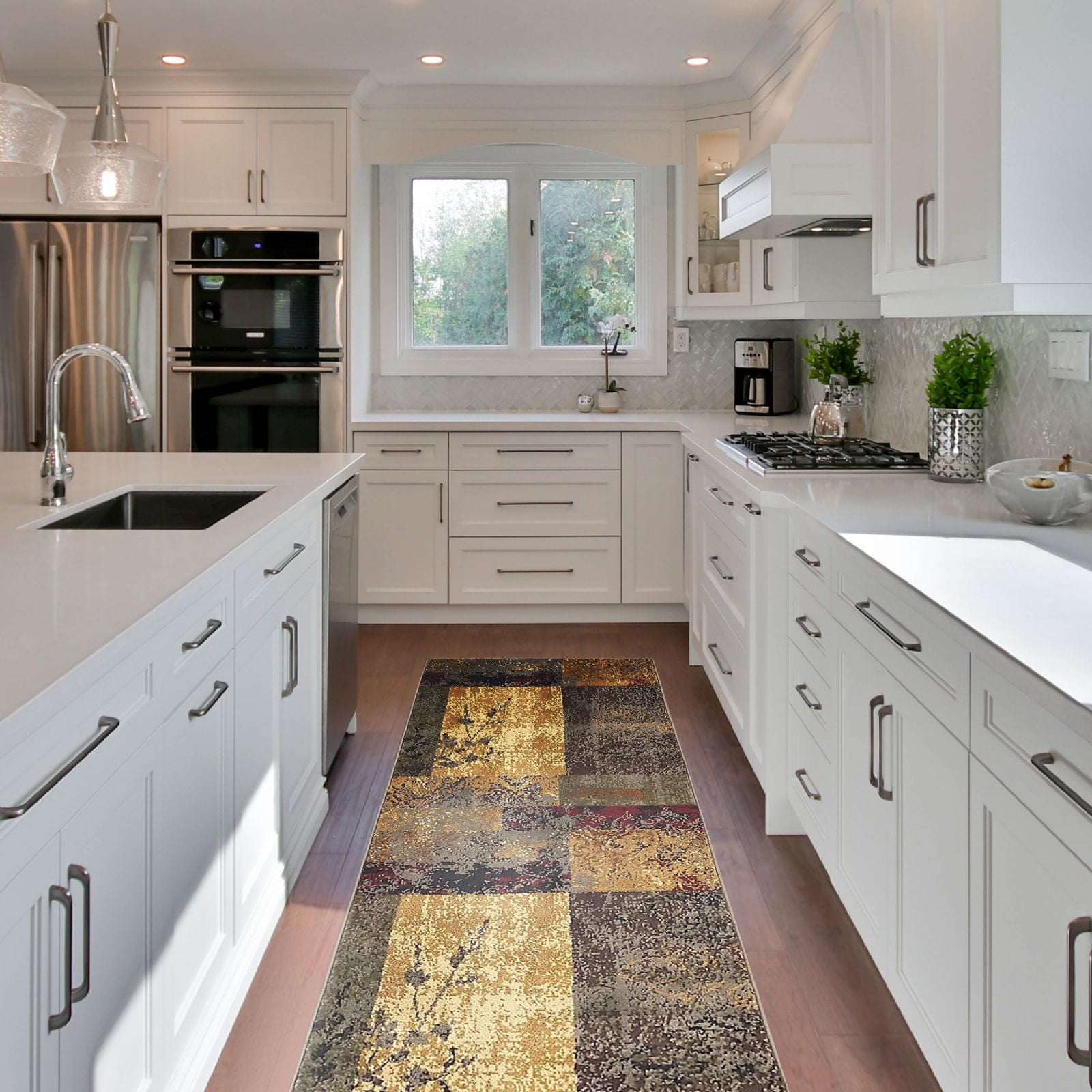 Contemporary Rigel Collection Area Rug in Beige and Rectangle, Runner ...