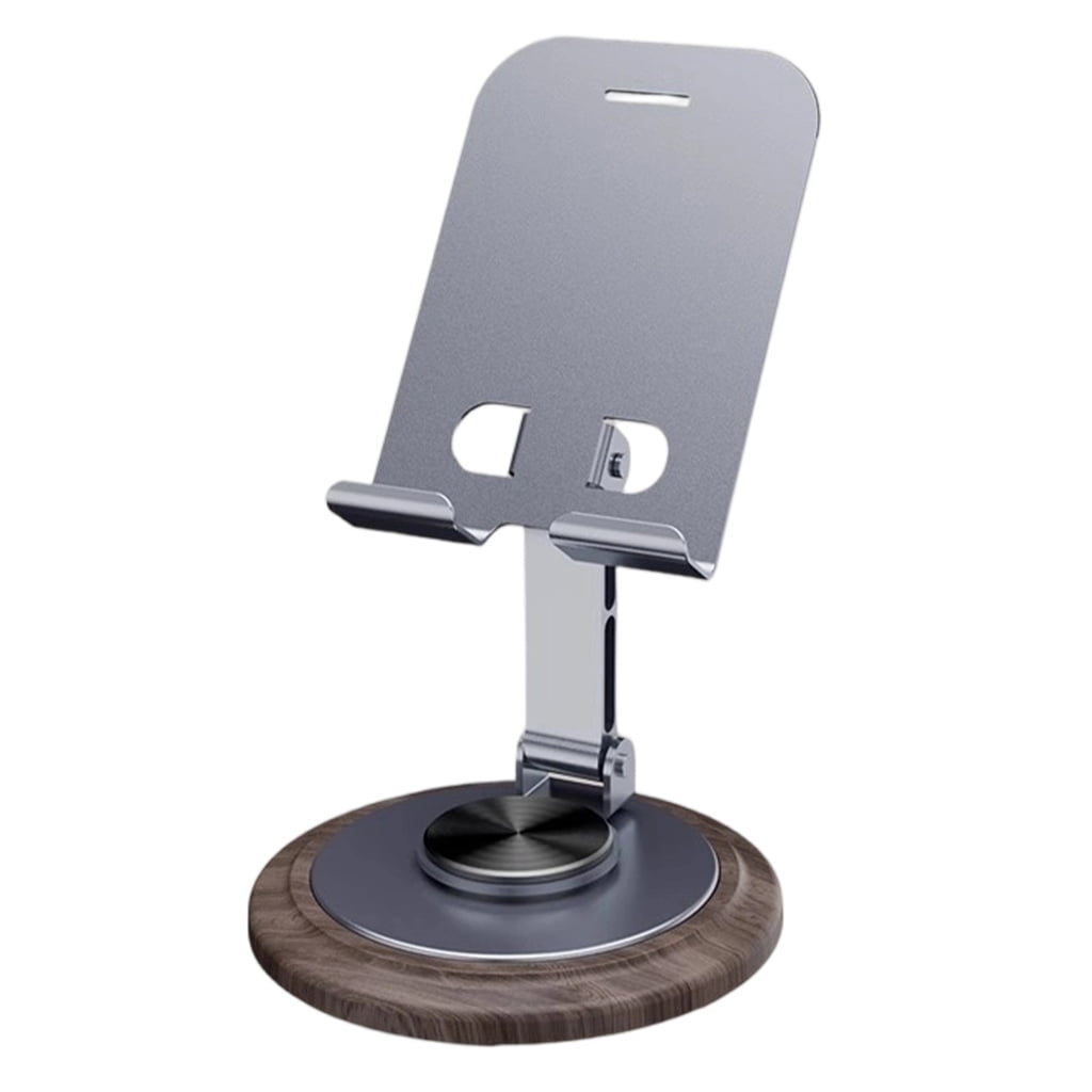 Contemporary Rotating Device Holder Wood Texture Finish Metal Base For ...
