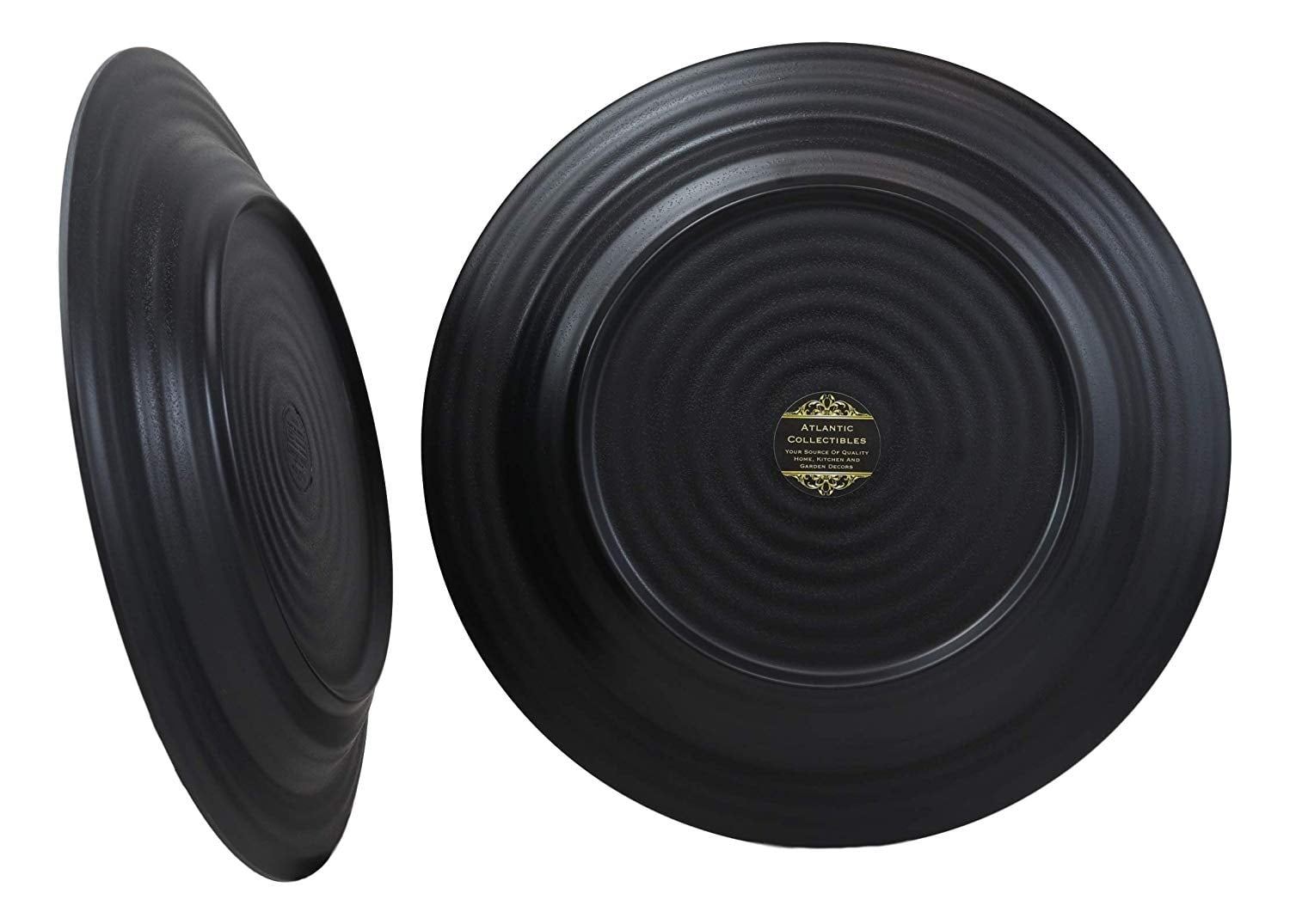 Contemporary Round 11.75"D Matte Black Melamine Extra Large Dinner ...