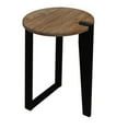 Contemporary Round End Table Gray/Black - Sundial Leg Design, Oak Top ...
