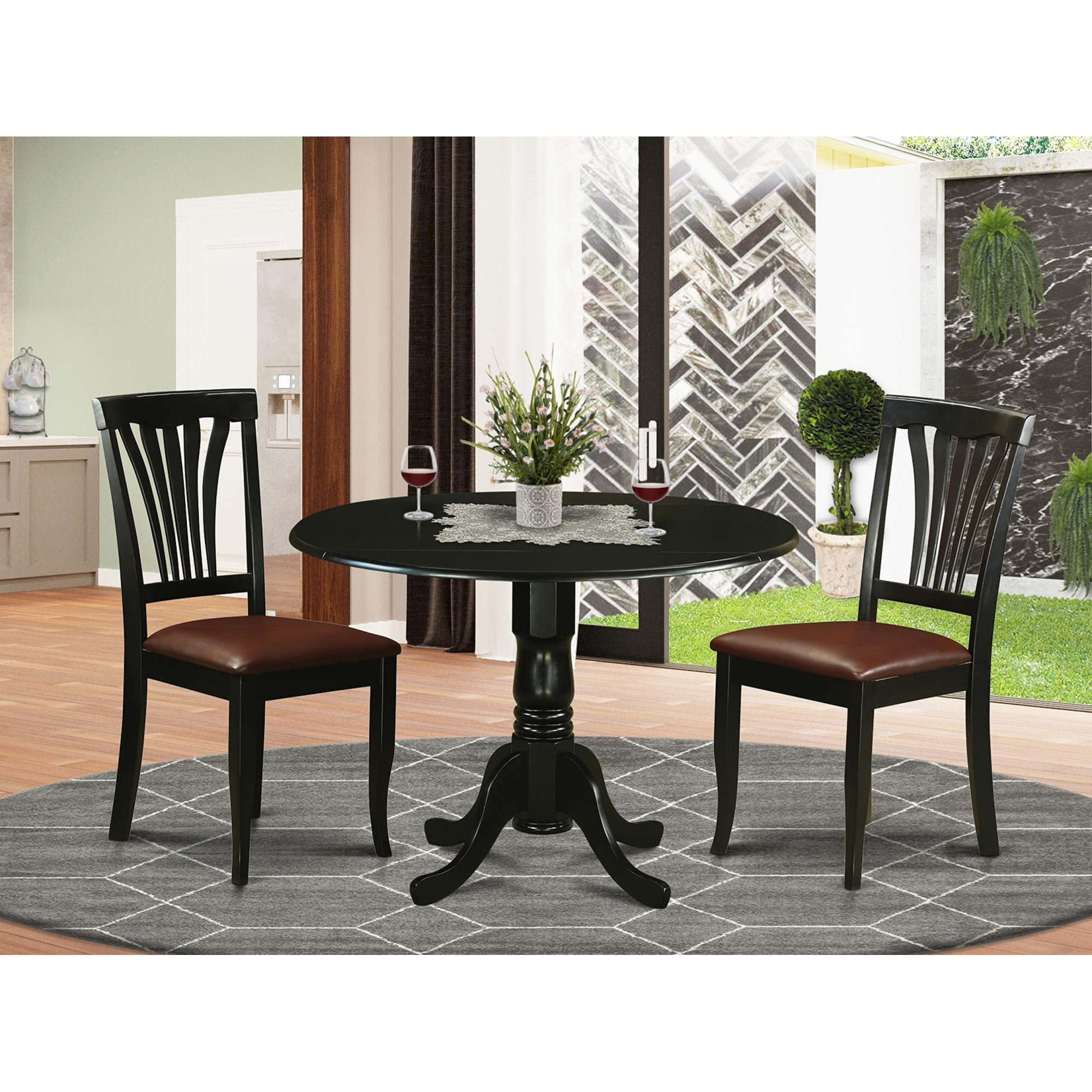 Contemporary Round Kitchen Dinette Table Set - High-Quality, 2 Chairs ...