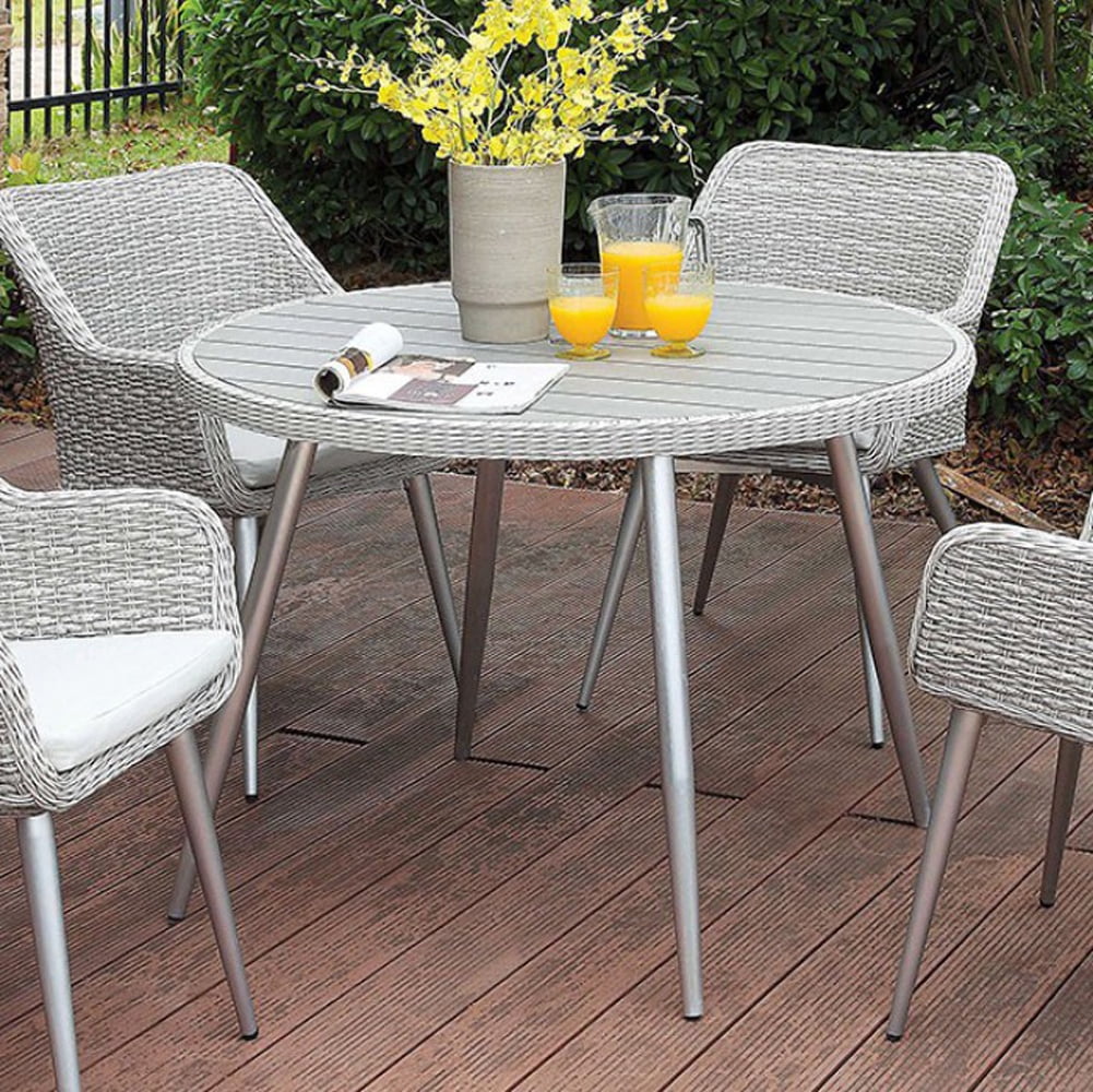 Shivani Contemporary Round Patio Table , Silver - Walmart.com