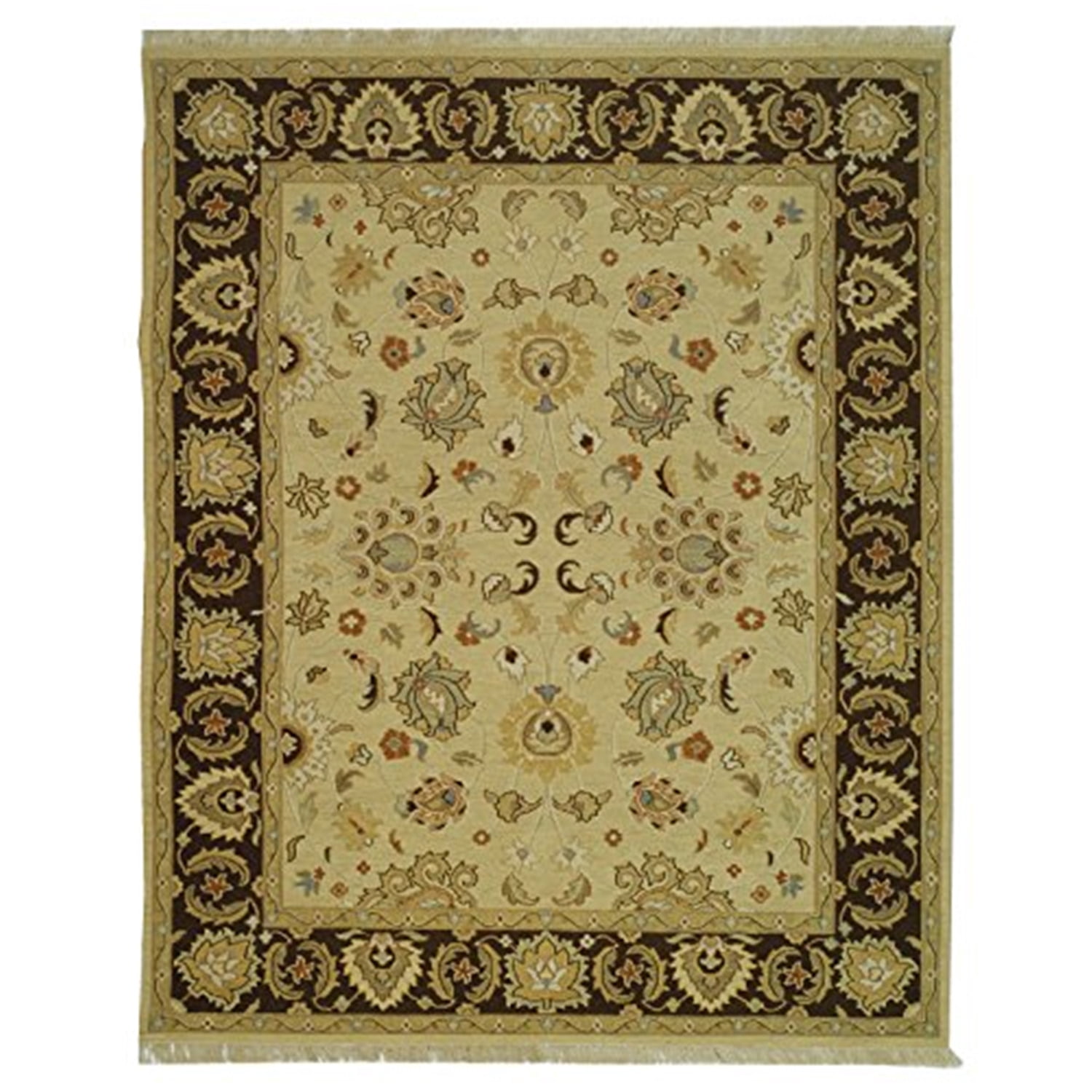 Contemporary Rug - Sumak Wool Pile -Ivory/Brown Style-A-Color:Ivory ...